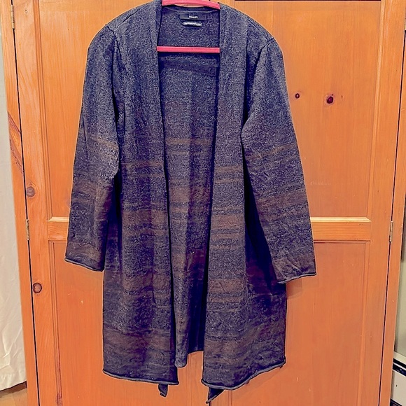 Tahari | Sweaters | Tahari Wool Long Open Cardigan Charcoal Gray And ...